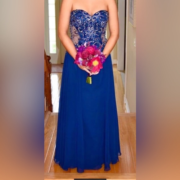 Riva Designs | Dresses | Exquisite Riva Design Navy Blue Beaded Gown ...